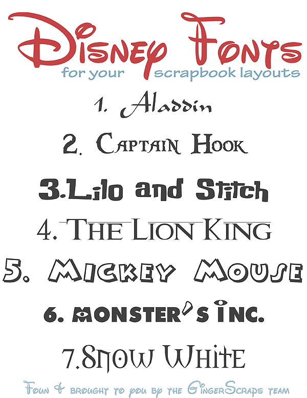 Disney Fonts GingerScraps Disney Fonts GingerScraps
